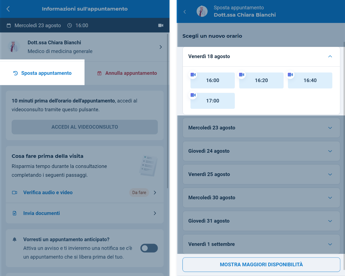 Annullare o spostare un appuntamento di videoconsulto – Centro ...