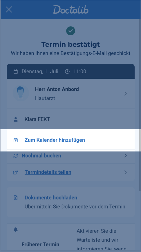 Meinen Termin meinem persönlichen Kalender hinzufügen – Hilfe und ...