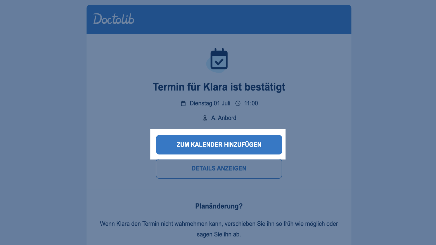 Meinen Termin meinem persönlichen Kalender hinzufügen – Hilfe und ...