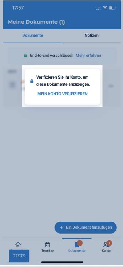 Meine Dokumente sind nicht einsehbar - Verifizierung notwendig – Hilfe und Support Doctolib